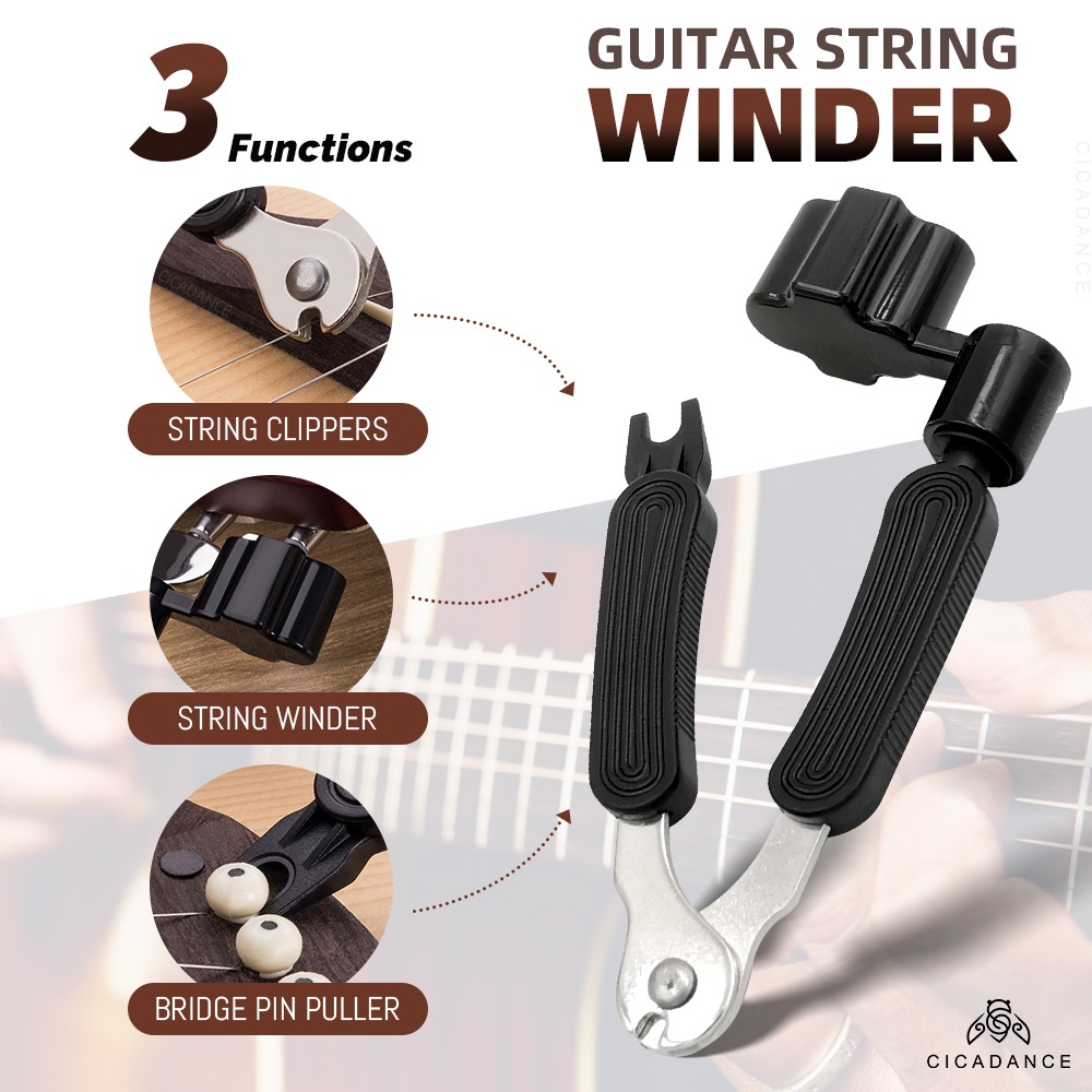 3 in 1 Multifunctional Guitar Winder String Cutter Pin Puller Guitar ...