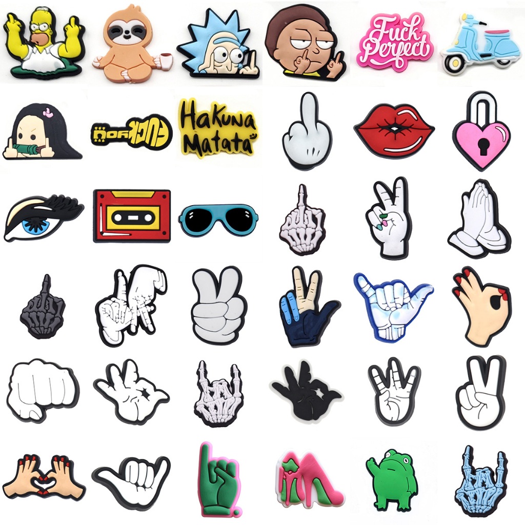 READY STOCK Hot Cartoon Character Funny Middle Finger Theme Jibbitz ...