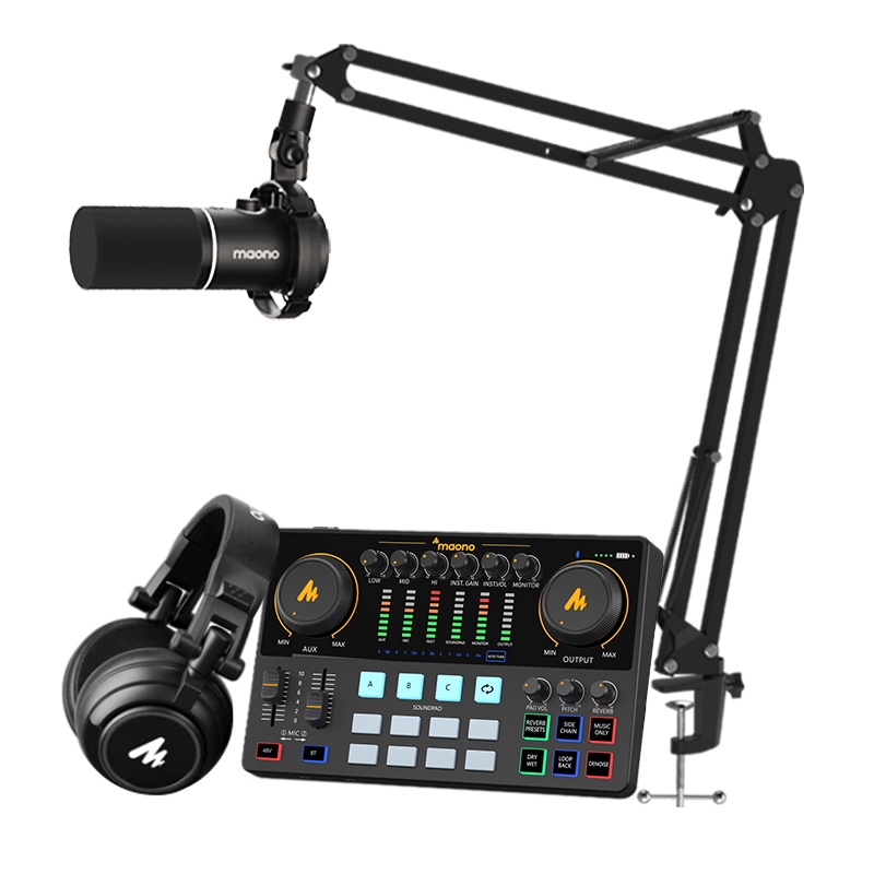 Maono AME2+PD200XS Sound Card Dynamic Microphone Kit for Recording,Live ...