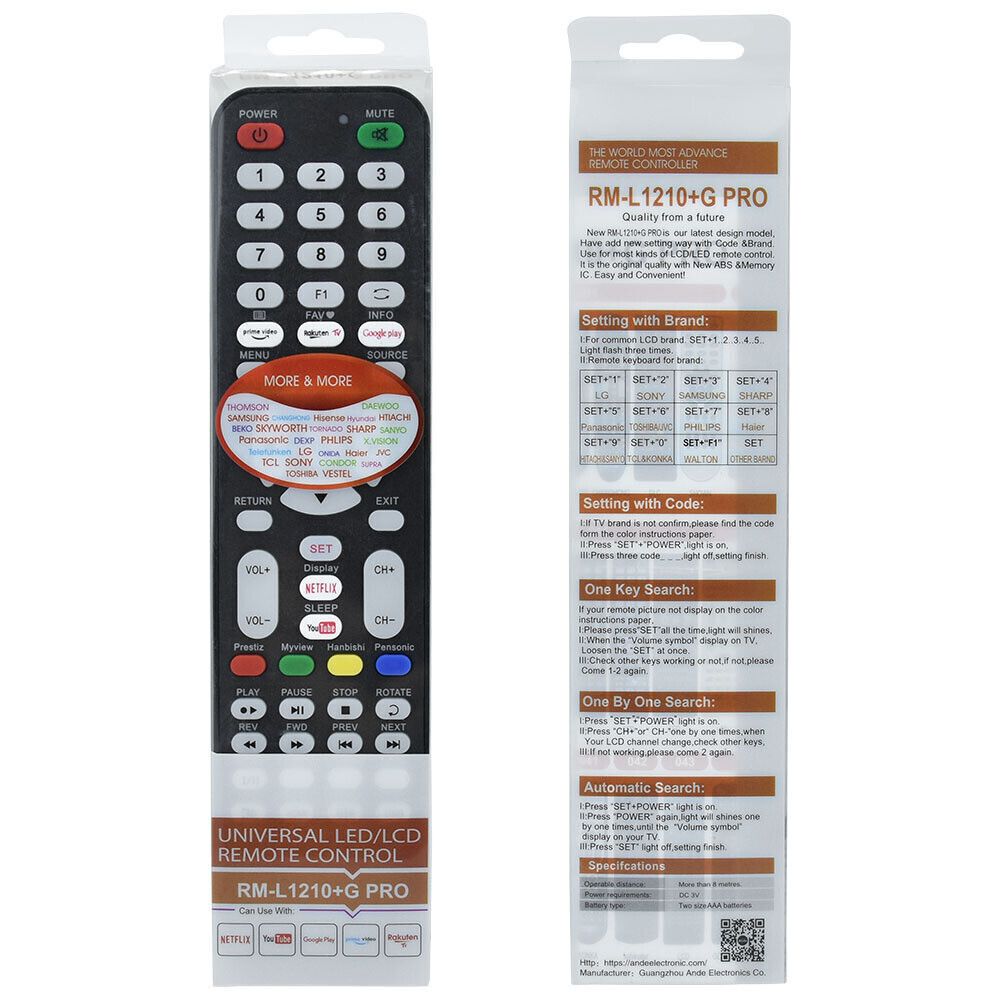 Huayu RM-L1210 series Universal LED TV Remote LCD/LED TV Remote Control | Shopee Philippines