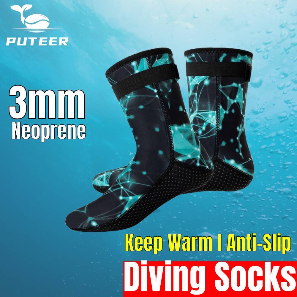 Puteer Diving Socks 3mm Neoprene Socks Anti-slip Beach Water Socks Boots for freediving Sucba ...