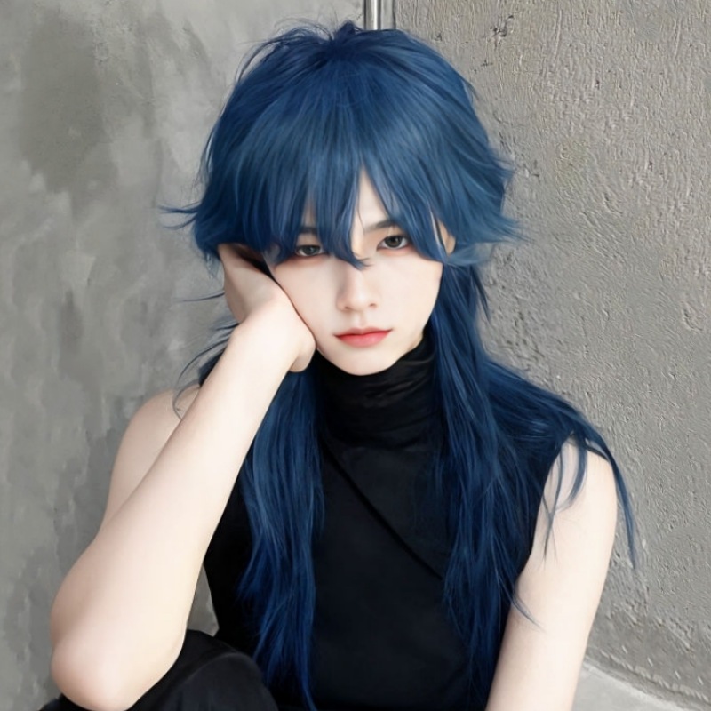 Daily Men's Wig Wolf Tailed Mullet Head Short Hair Handsome Koran ...