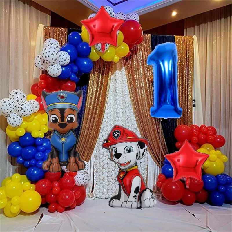 Paw Patrol Balloons Garland Arch Kit Dog Balloon 32" Blue Number Yellow Red Blue Latex Balloon ...