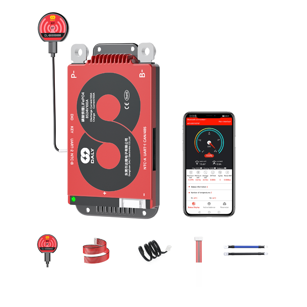 Daly Smart BMS Lifepo4 Battery 4s 12v 8s 24V 16s 48V 20S 60V 24S 72V BMS 40A 60A 100A RS485 ...