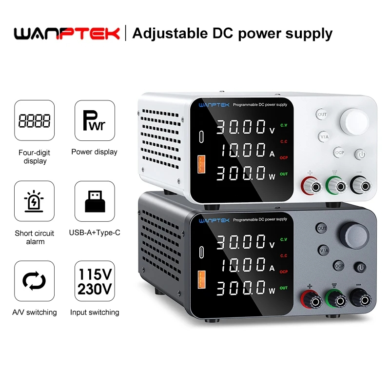 Wanptek Laboratory DC Power Supply Adjustable 30V 10A 60V 5A For Phone Repair Charge the Battery ...