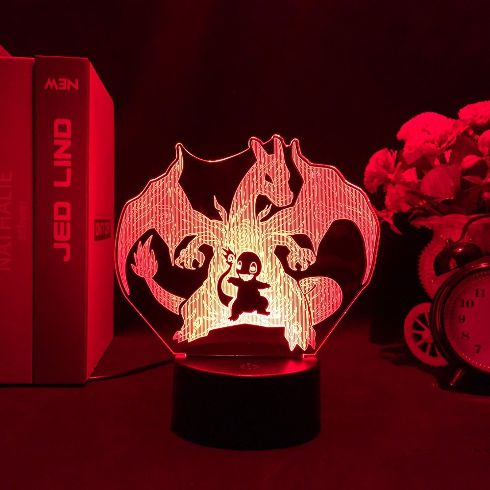 Pokemon Pikachu Charizard Anime Figures 3D Led Night Light Changing ...