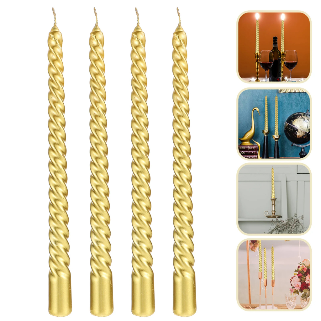 4pcs/set Romantic Candles Scented Cake Candles Dining Table Long Spiral ...