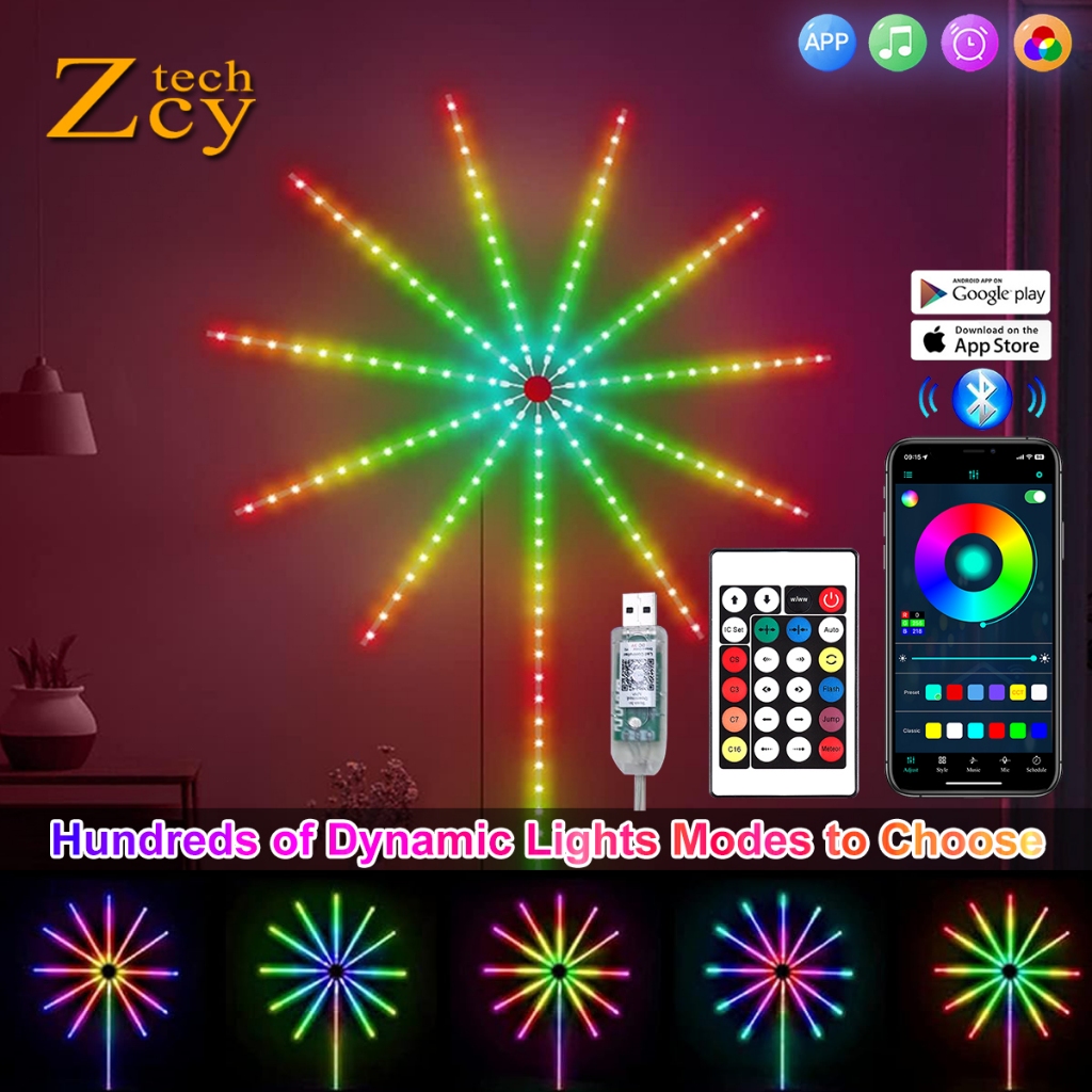 Indoor Intelligent Fireworks Led Strip Lights Usb Bluetooth Music ...