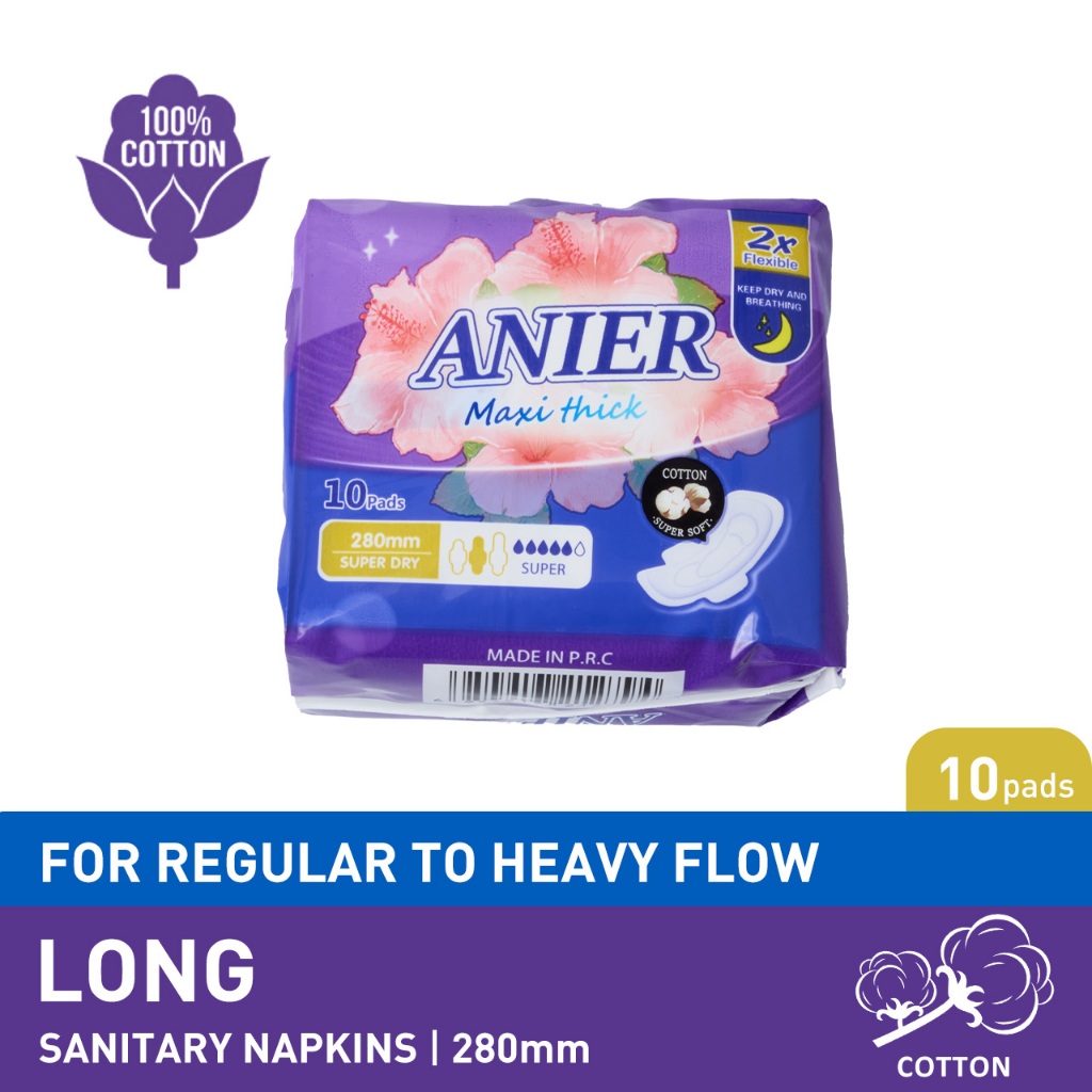 Long All Cotton Soft with Wings Sanitary Napkin 10s - Med-Heavy Flow ...