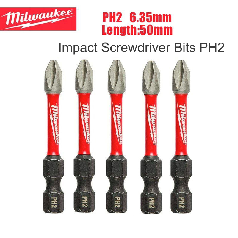 Milwaukee 5Pcs Impact Screwdriver Bits Set Phillips Power Bit PH2 6 ...