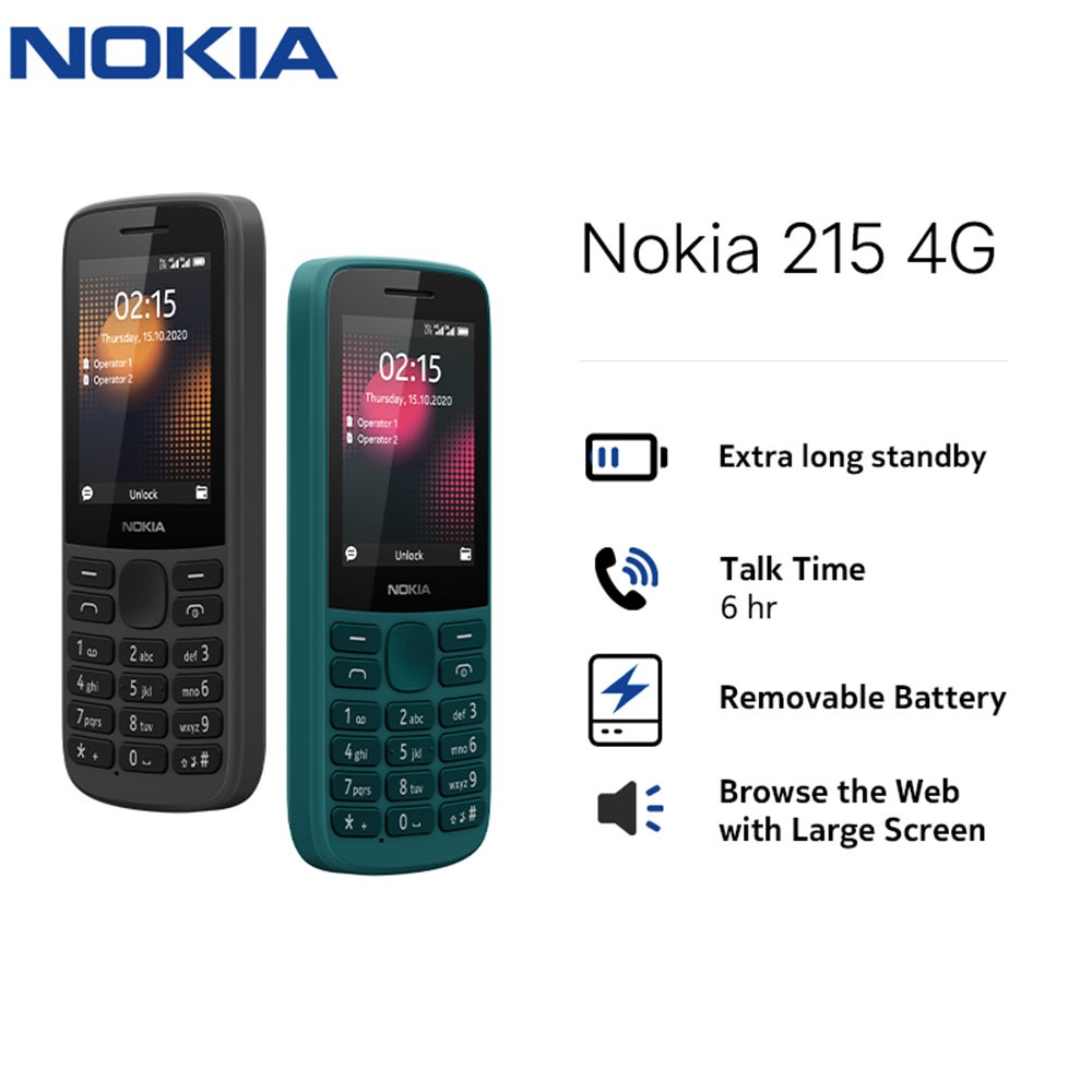 Nokia 215 4G Feature phone | Dual Sim | 1150 mAh Extra long standby | Keypad Basic Phone ...
