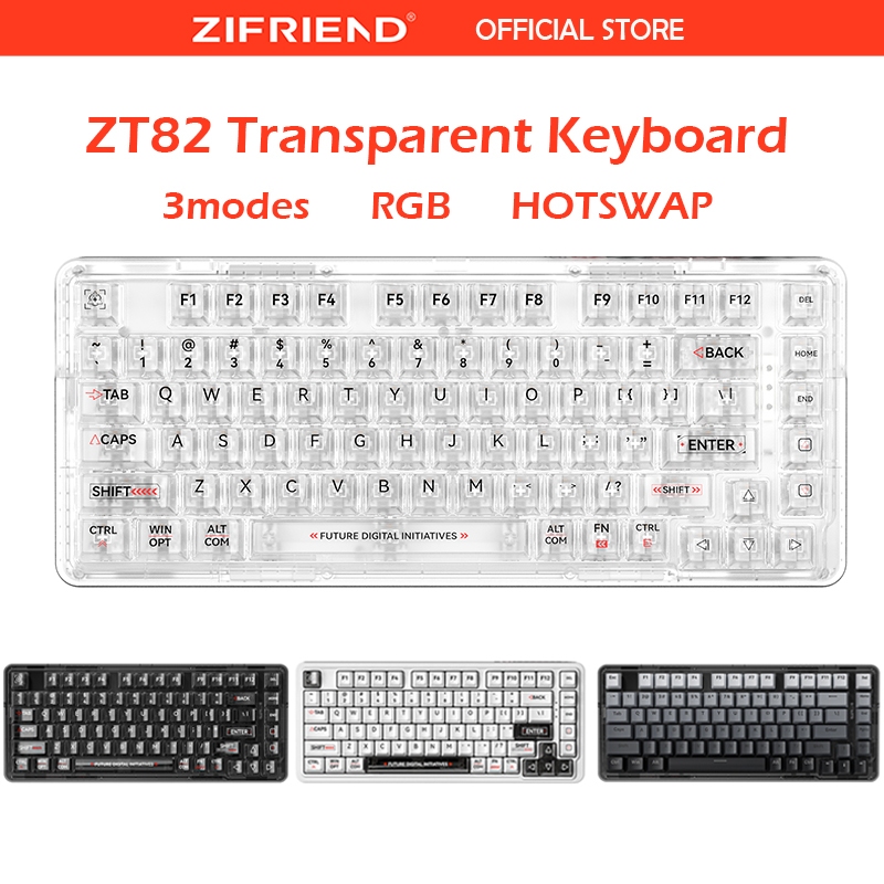 ZIFRIEND X75 82 Keys Gamer Keyboard 3 Modes Transparent Mechanical ...