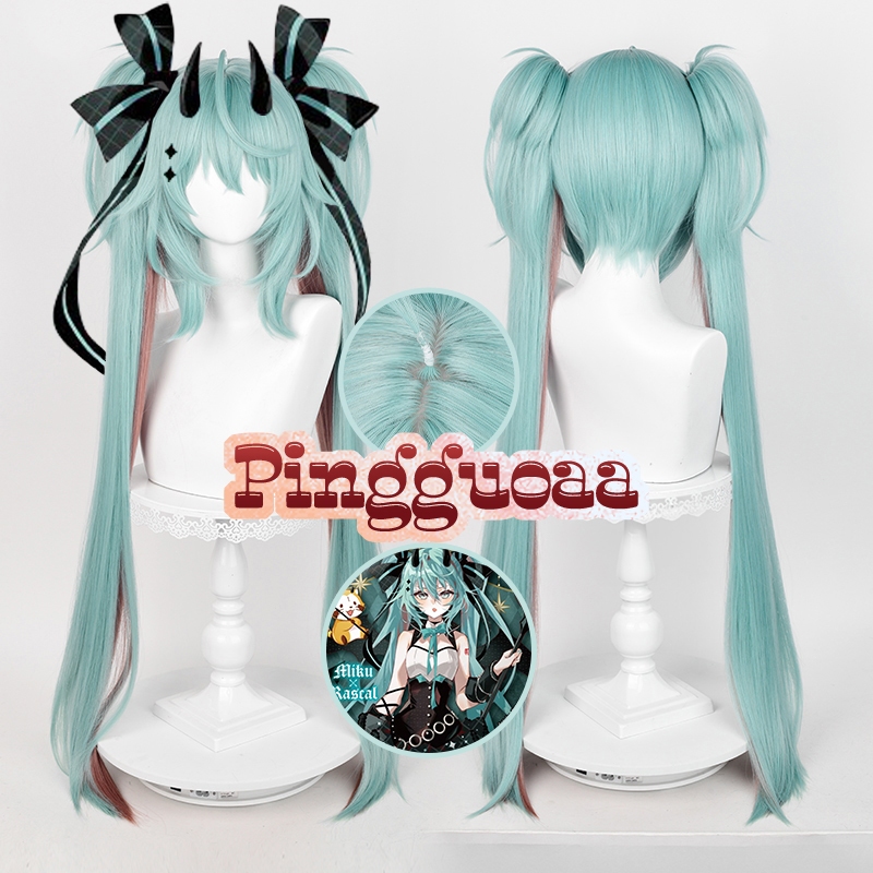 VOCALOID Hatsune Miku x Rascal Cosplay Wig 96cm Long Ponytails Wigs Heat Resistant Synthetic ...