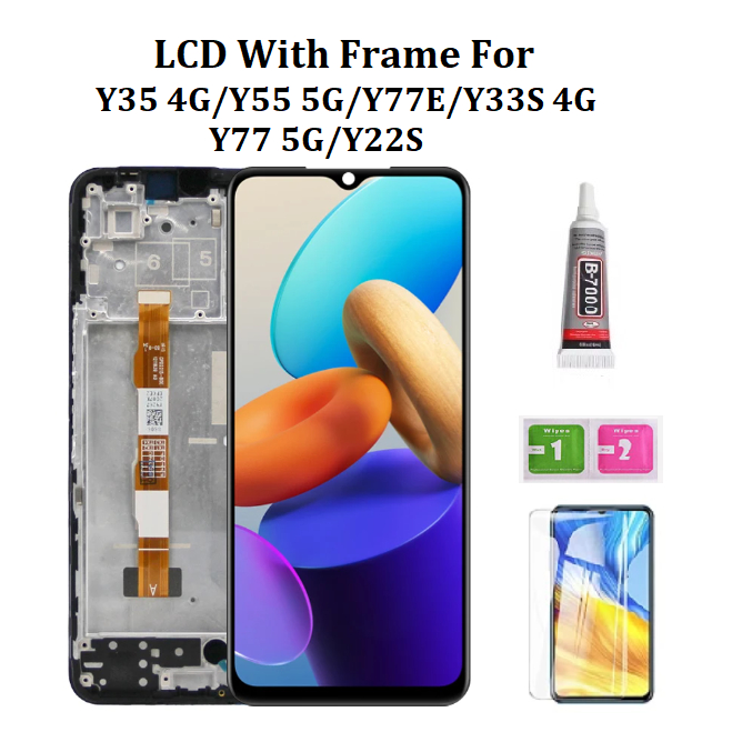 Original LCD With Frame For VIVO Y55 5G/Y35 4G/Y56/Y55S 5G/Y77E/Y77 5G ...