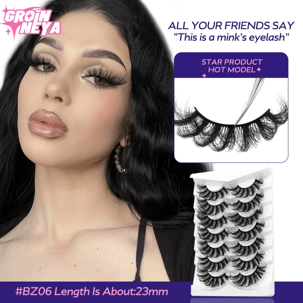 GROINNEYA 5/7pairs Fluffy Eyelashes 3D Volume False Lashes Thick Soft ...