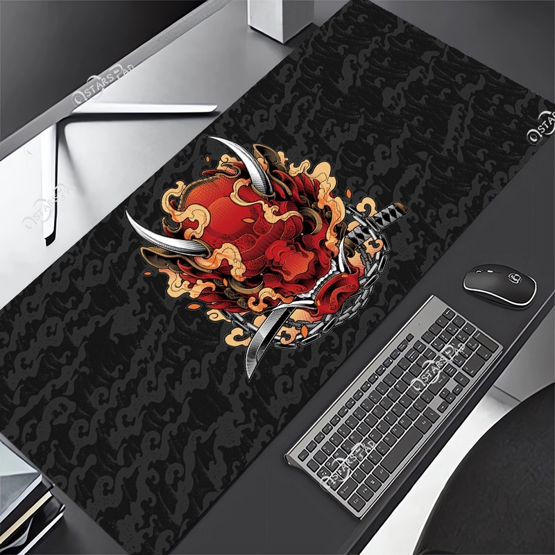 Oni Large Gaming Mouse Pad Japanese Black Dragon Table Mat Waves ...