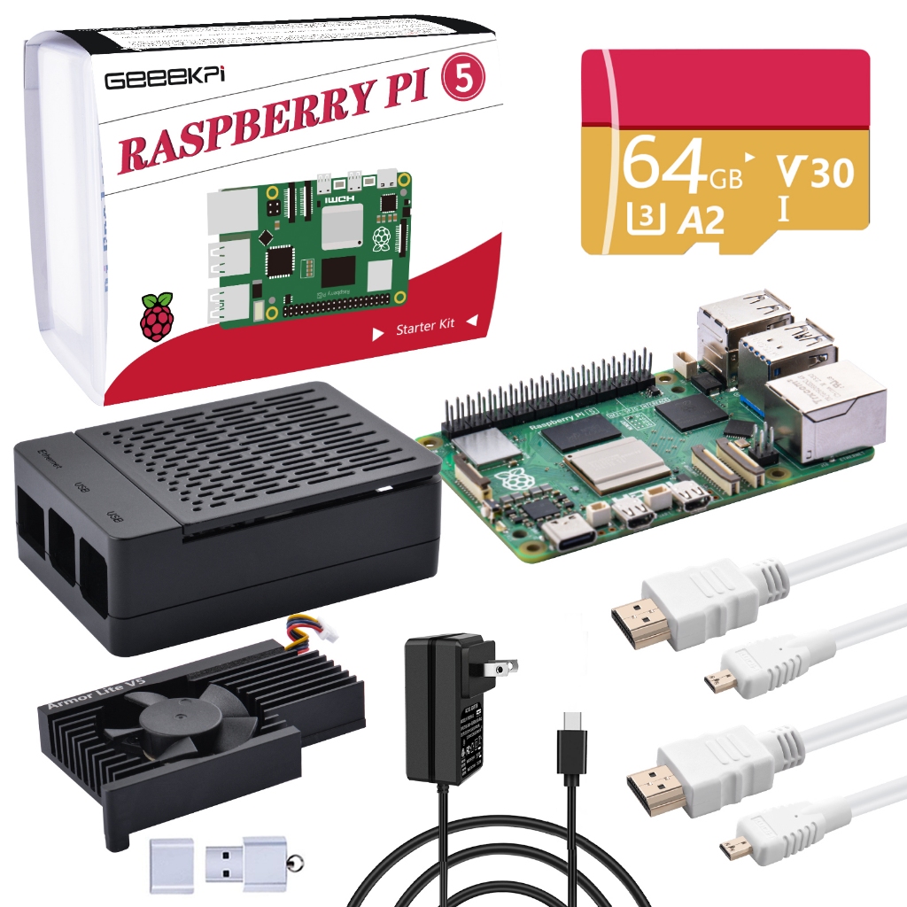 52Pi for Raspberry Pi 5 8GB Starter Kit, with Pi 5 Board, Pi 5 Case ...