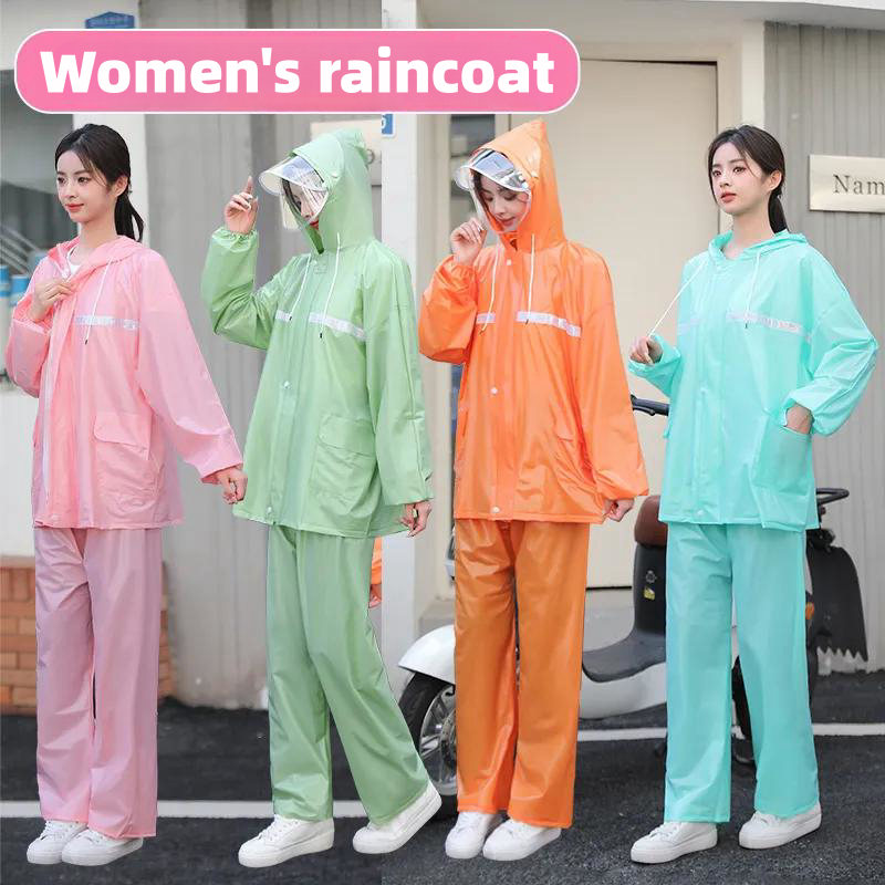 Raincoat set women's thickened adult long body rainstorm waterproof men ...
