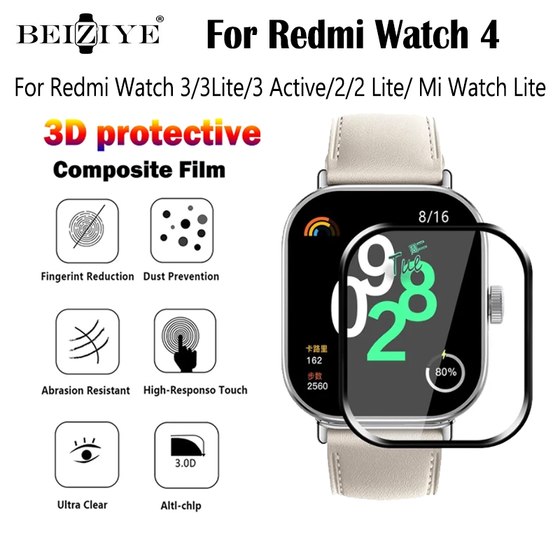 Beiziye Full Cover 3D Curved Screen Protector for Redmi Watch 4 3 2 ...