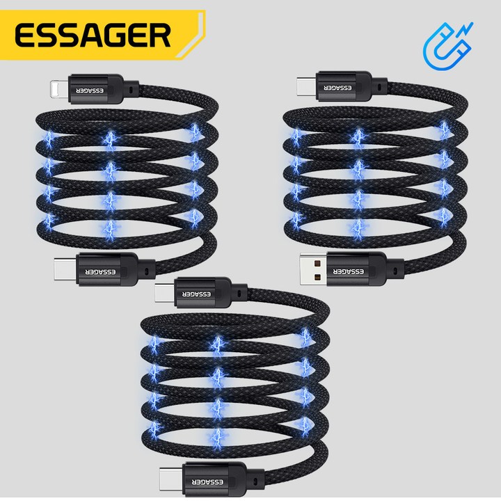 Essager Magnetic Data Cable Type C Ios USB A Fast Charging Cable For ...