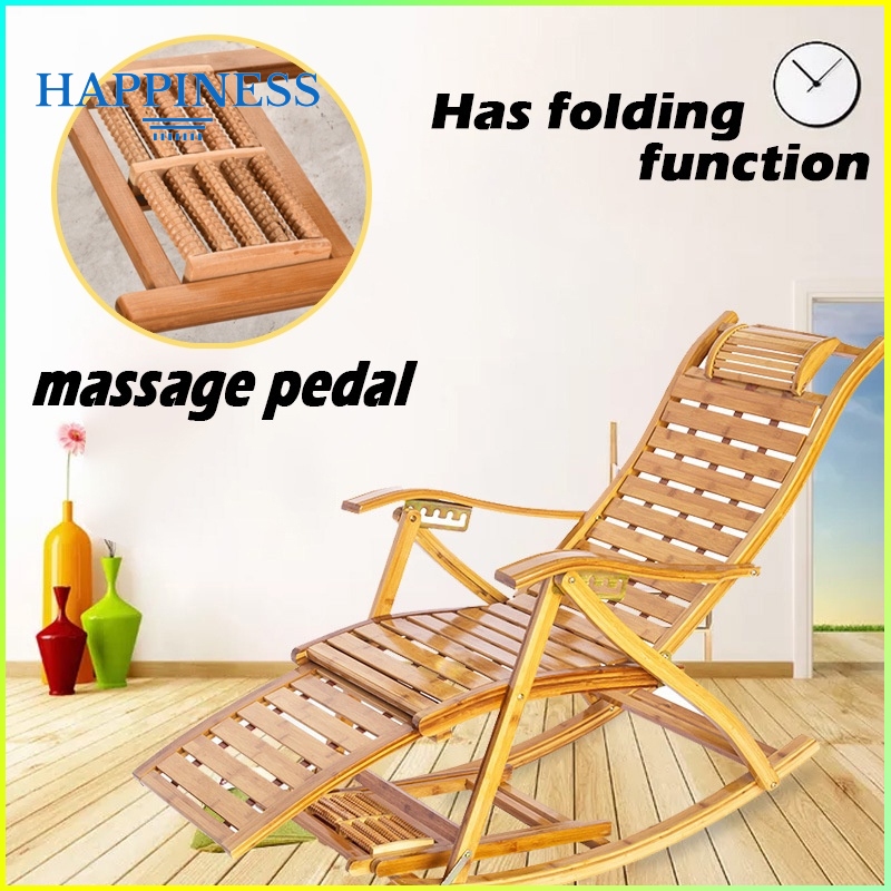 【COD】Bamboo Rocking Chair with Cotton Cushion Outdoor Swing Rocking ...