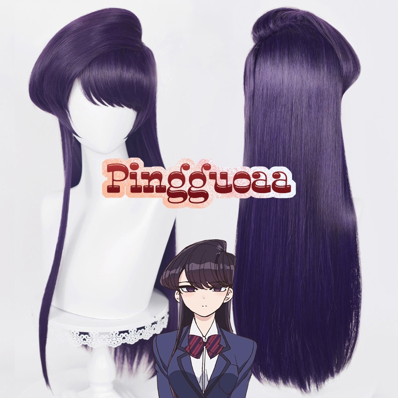 Anime Komi Can't Communicate Shouko Komi Cosplay Wig 80cm Long Purple ...
