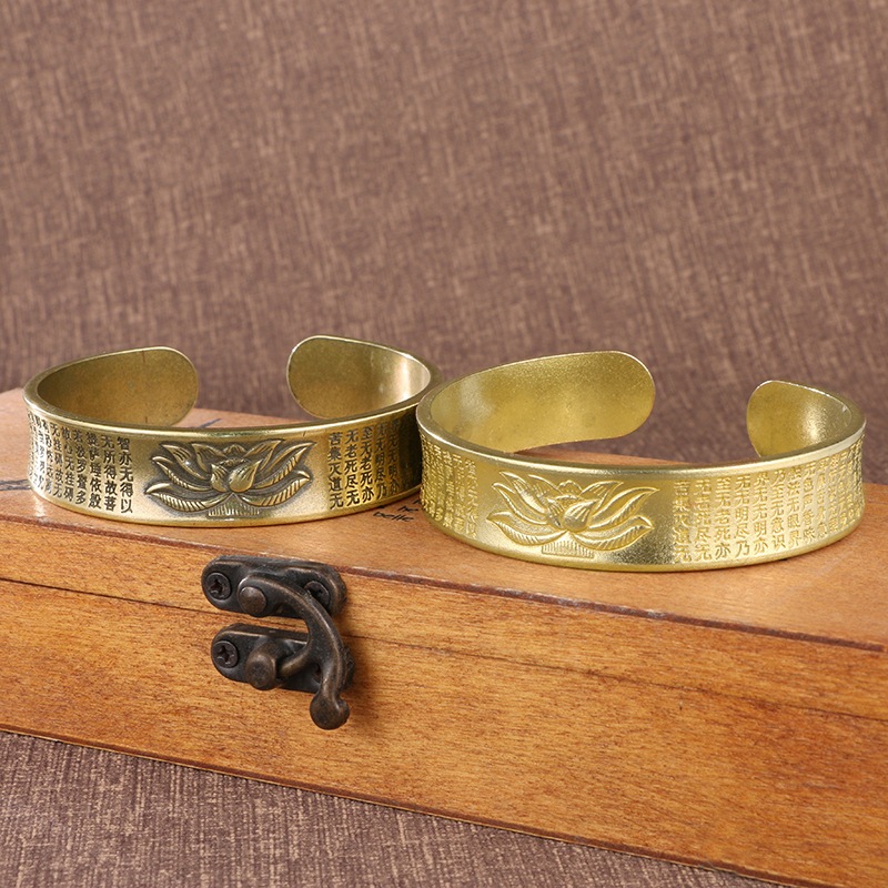 Antique Buddhist Sutra Copper Bangle Lotus Buddhist Sutra Opening ...
