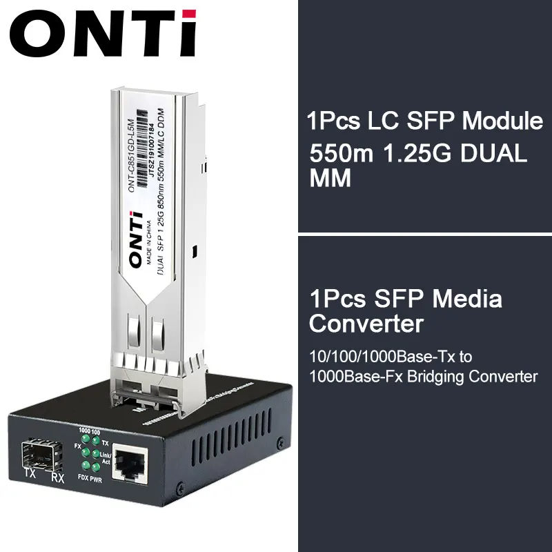 ONTi Gigabit Fiber Optical Media Converter 1000Mbps Media Fiber ...