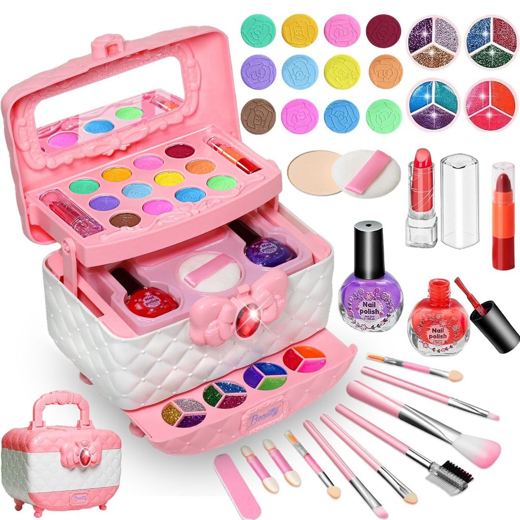 Kids Makeup Toys Girls Real Makeup Kit Washable Non-toxic Makeup Toy ...