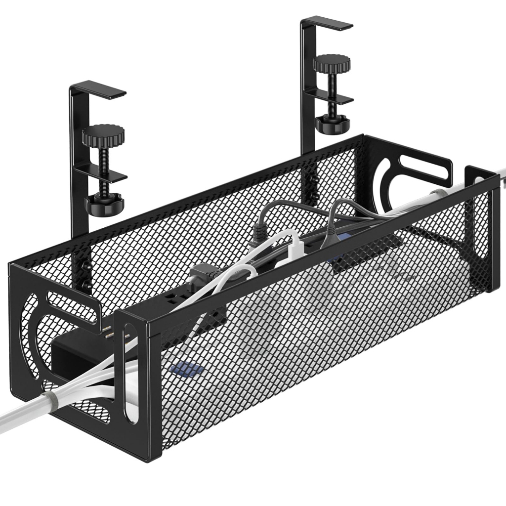 Cable Management Box Under Desk, No-Drill Cable Management Tray, Cord ...