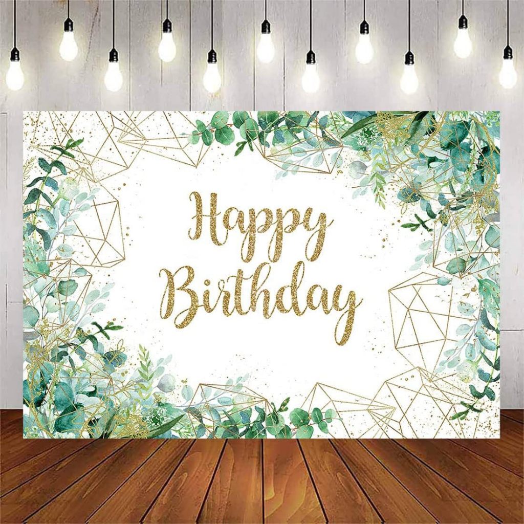 Greenery Happy Birthday Photography Backdrop 7x5ft Sage Green ...