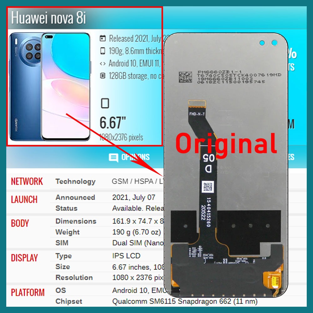 Original OLED Huawei Nova 8 Nova 8i LCD Display Touch Screen ...