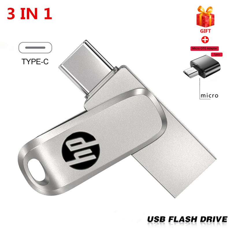 HP Pen Drive 1TB 2TB USB 3.1 Flash Drive 3-IN 1 OTG Type-C High Speed ...