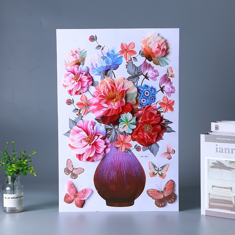 Vase 3D three-dimensional With packaging layer by layer sticker bedroom ...