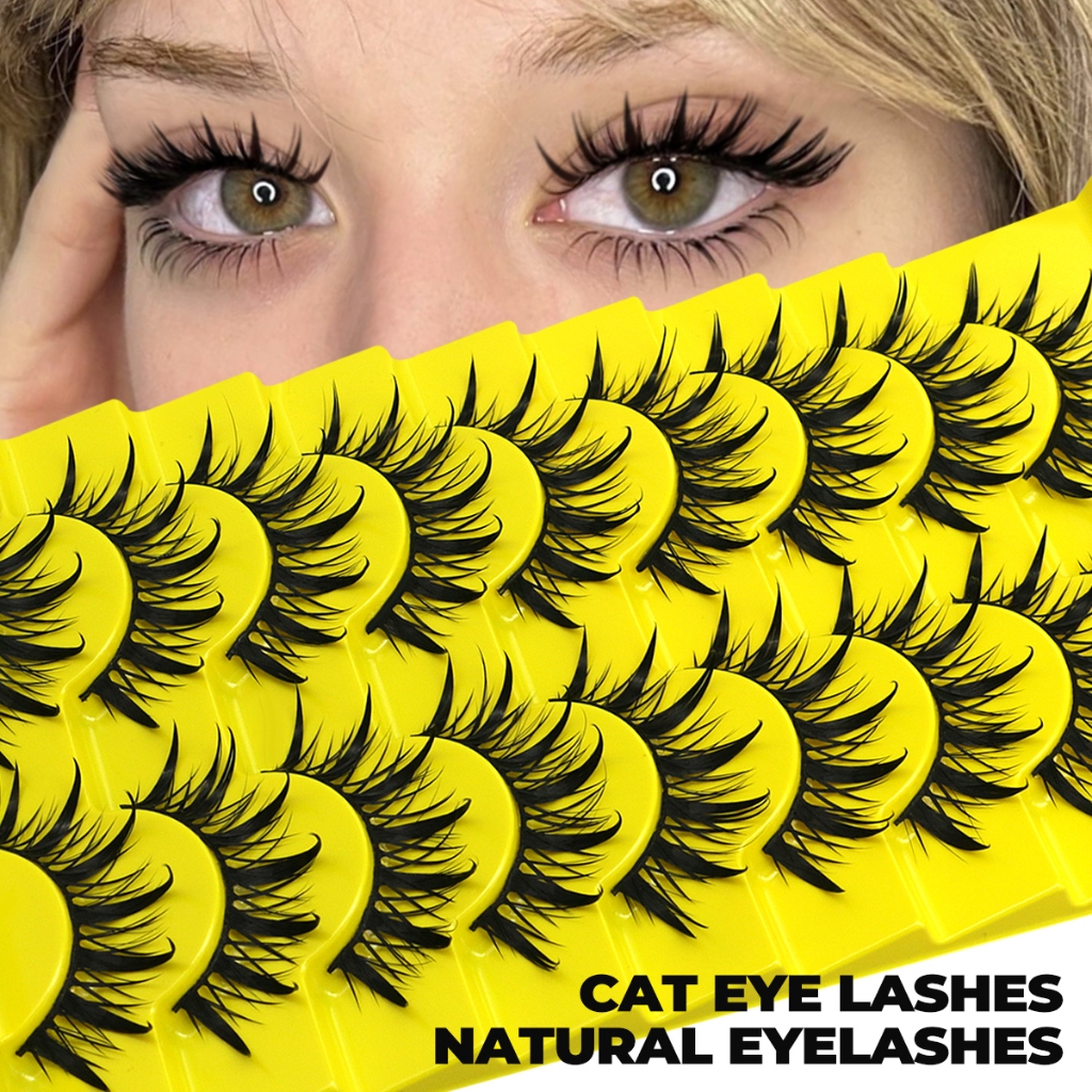GROINNEYA Natural False Eyelashes 3D Wispy Lashes 9 pairs Manga Lashes ...