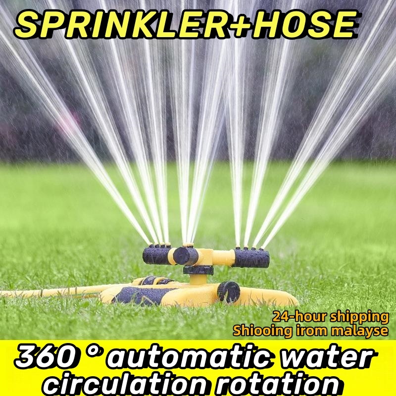 10M~50M Auto sprinkler system Lawn Sprinkler Garden hose Auto 360° Rotating Garden Water ...