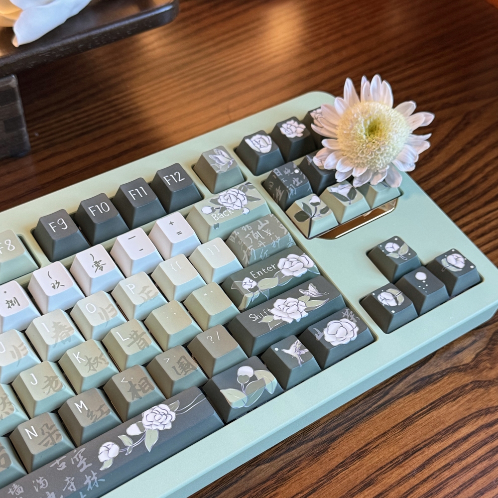 140Keys Camellia Keycaps Set Cherry Profile Keycap PBT Dye Sub Chinese ...
