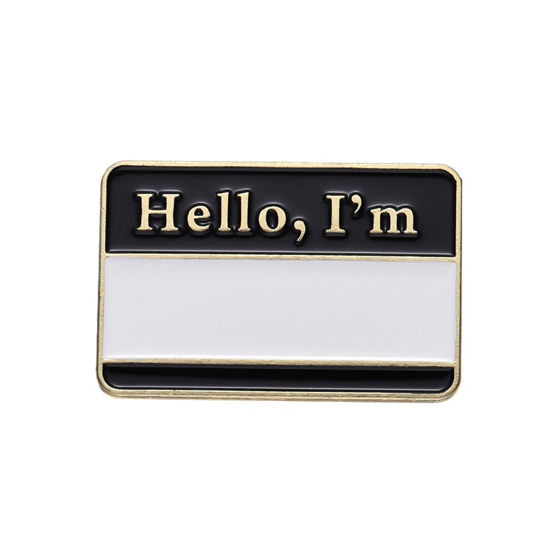 100 Styles Hello I'm Label Quotes Enamel Pins Brooches Trying Stressed ...