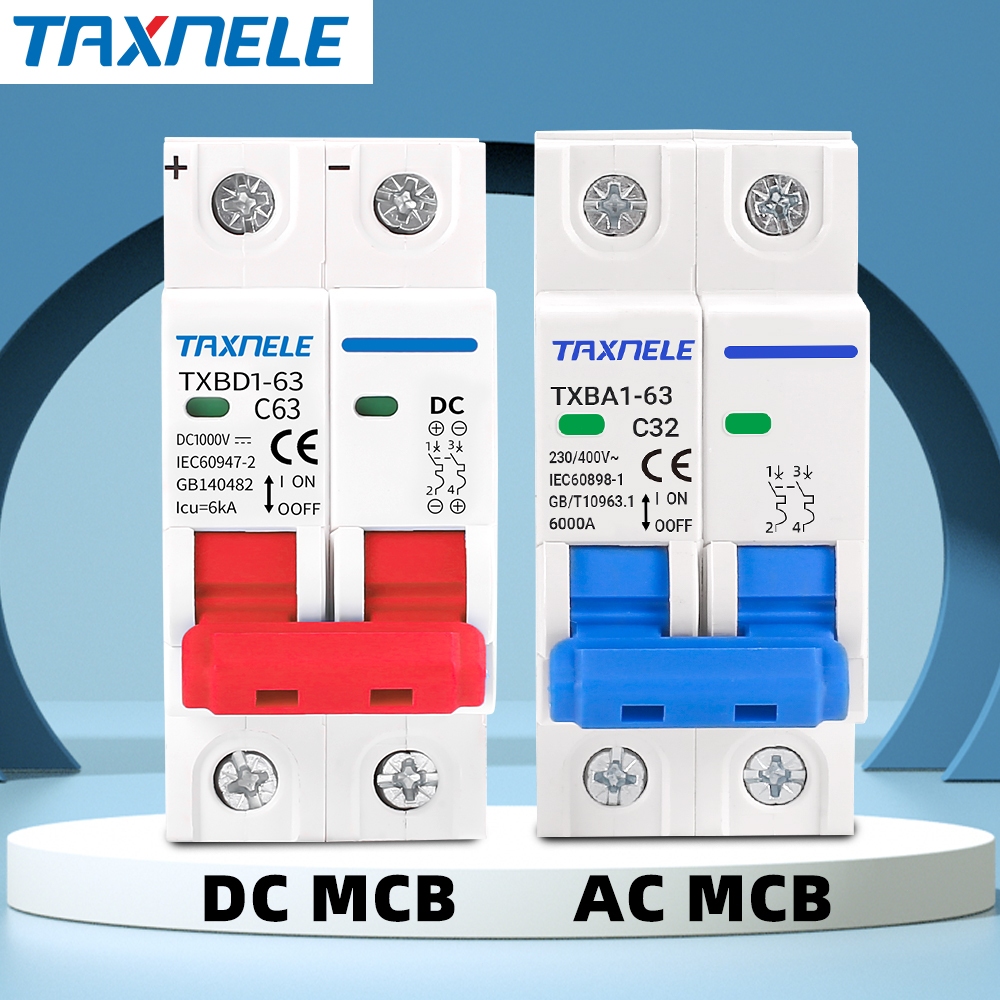 TAXNELE 2P DC AC MCB Solar Mini Circuit Breaker Battery Switch 63A DC ...