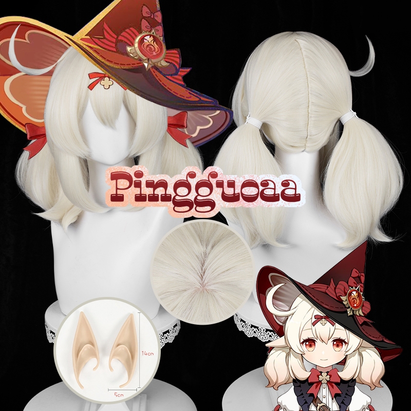 Genshin Impact Klee New Skin Cosplay Wig 42cm Long Cream White Hair ...