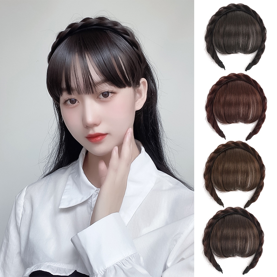 Air Bangs hair hoop Thin Fake Fringes Natural Straigth Synthetic Neat ...