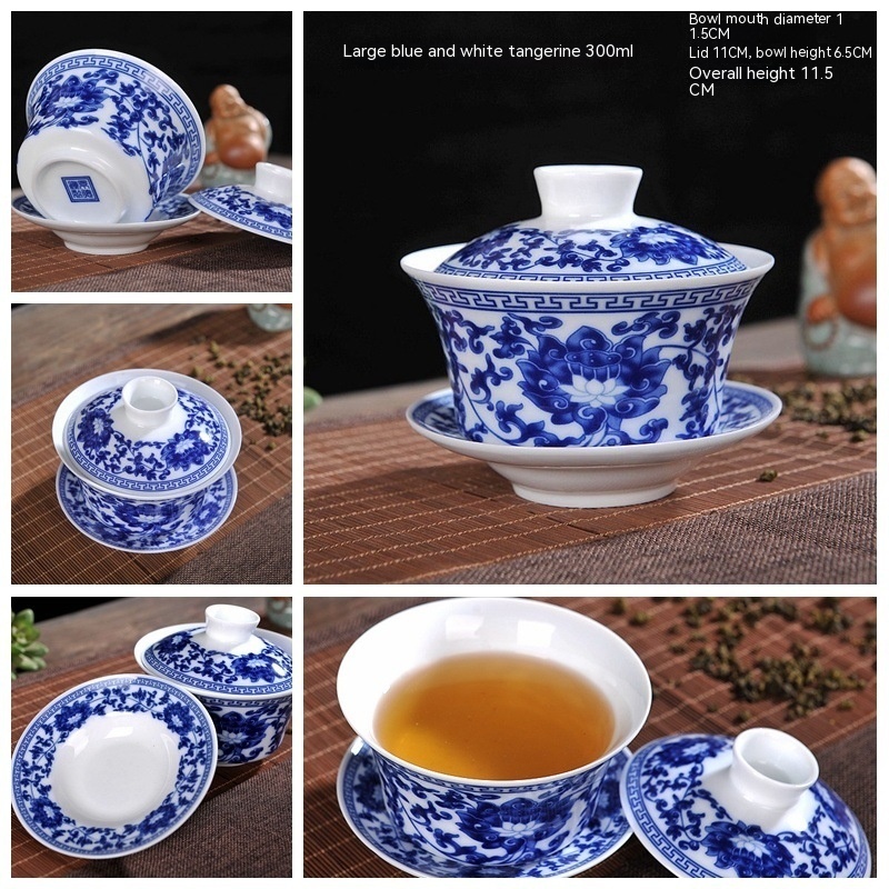 Gaiwan/large Blue White Sancai Gaiwan Babao Tea Bowl [Multiple ...