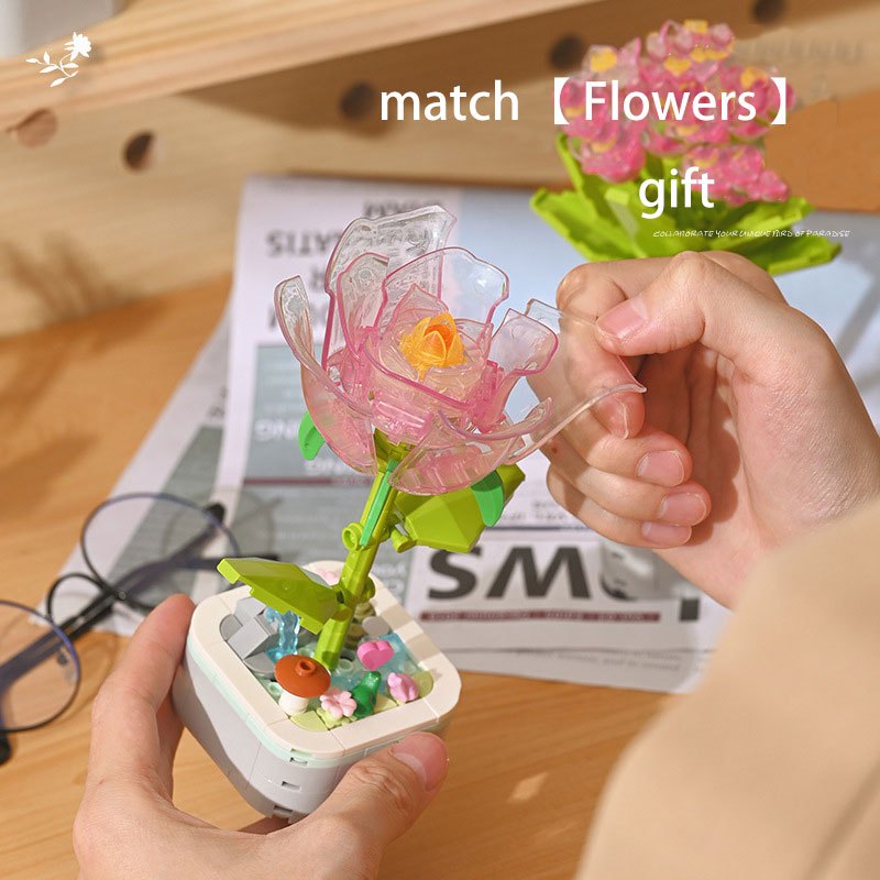 Eternal Crystal Building Blocks Rose Assembly Creative Educational Toy ...