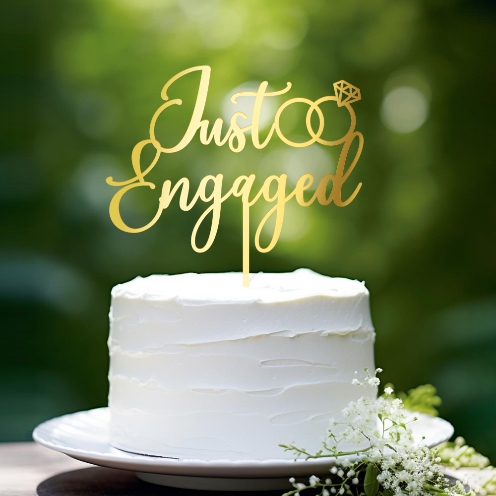Just Engaged Cake Topper Engagement Cake Decoration with Ring in ...