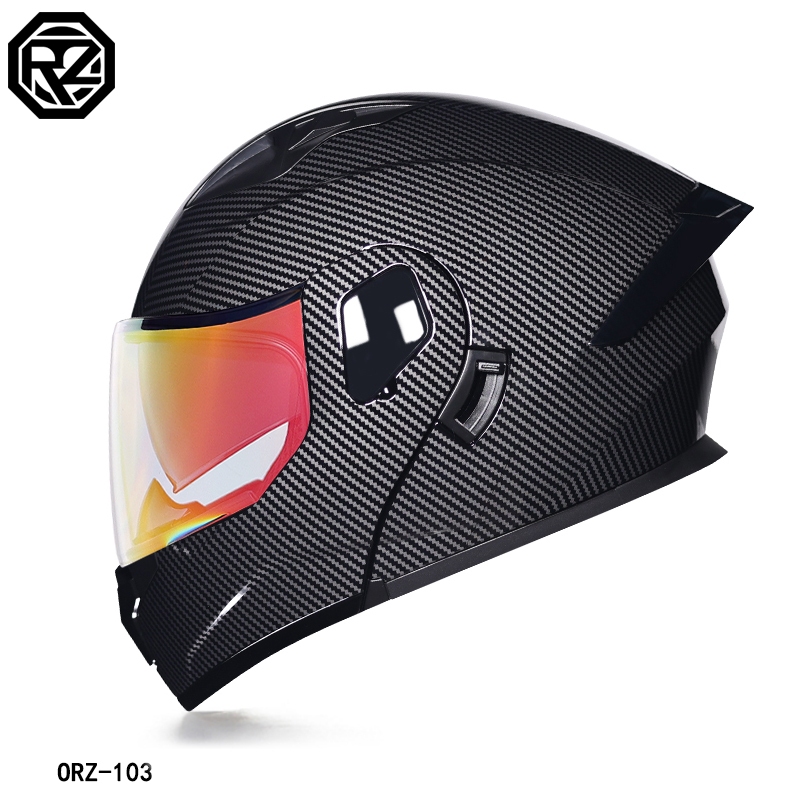 ORZ motorcycle facelift helmet with dual mirror film head helmet, men's ...