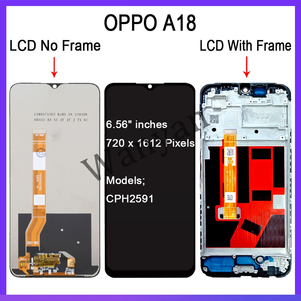 Original OPPO A15 A15S A16K A16 A16S A17 A17K A18 LCD Display Touch Screen With Frame ...