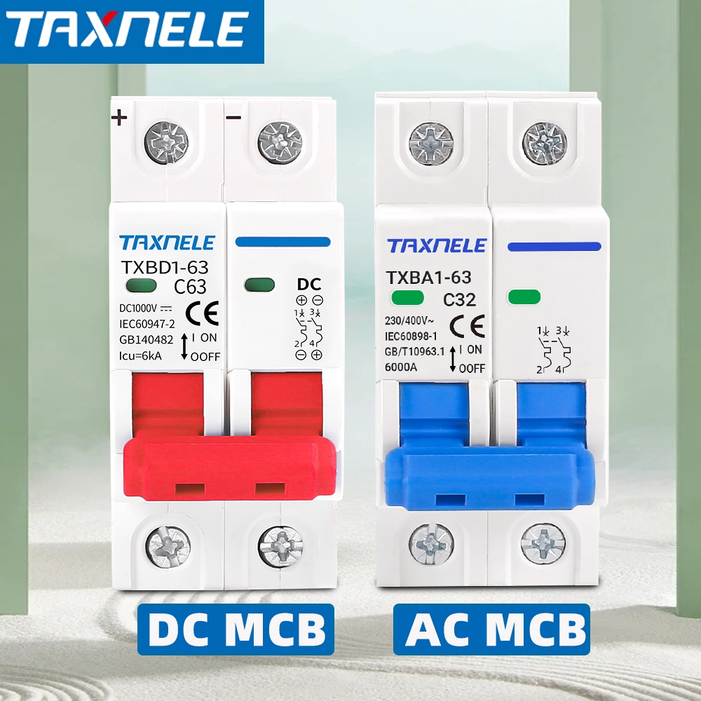 TAXNELE 2P AC DC MCB 1000V Solar Mini Circuit Breaker 16A 25A 32A 63A for Photovoltaic PV System ...