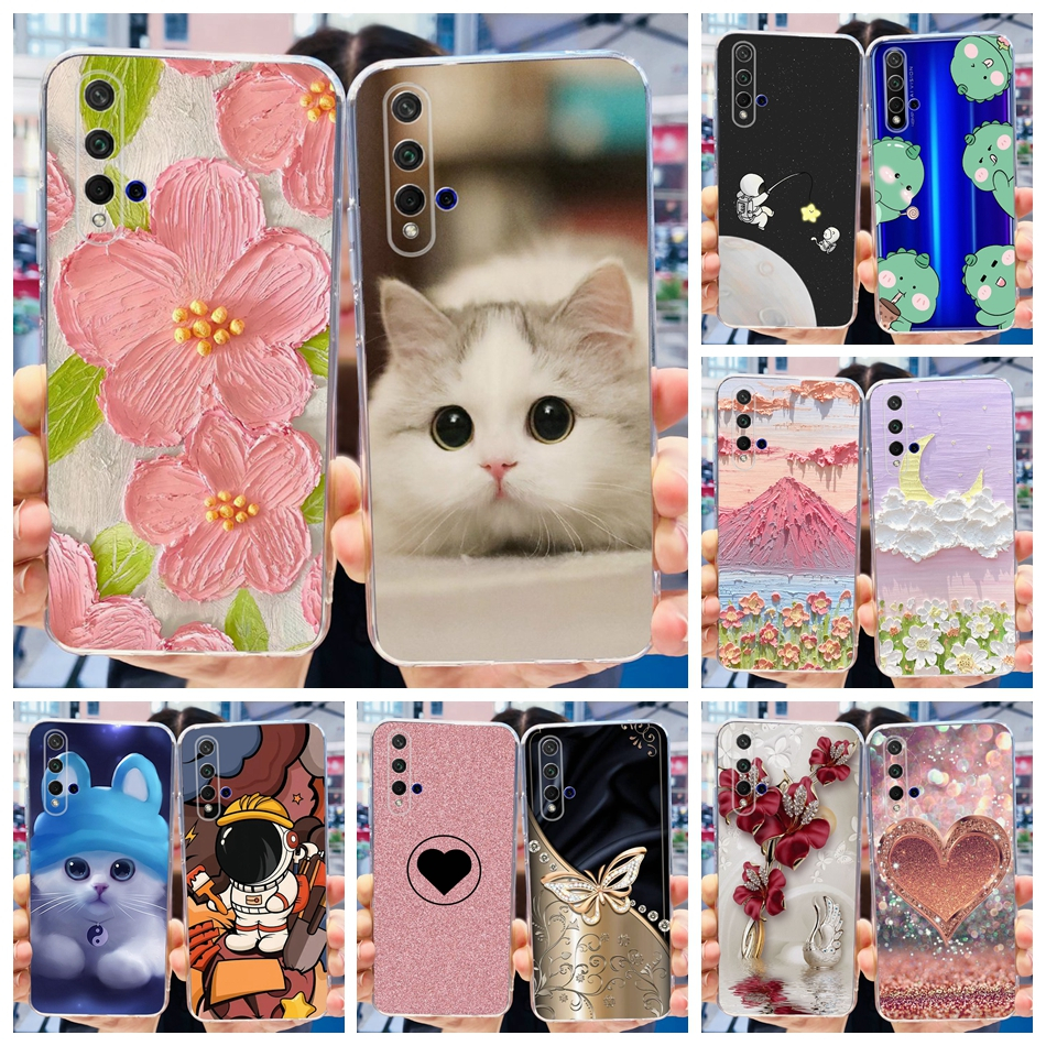 Huawei Nova 5T Cute Flower Cat Printed Casing Nova5T YAL-L21 YAL-L61 ...