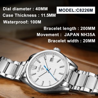 CADISEN Men's Mechanical Watch Japan NH35A Automatic Simple Stainless Steel Luminous AR Sapphire ...