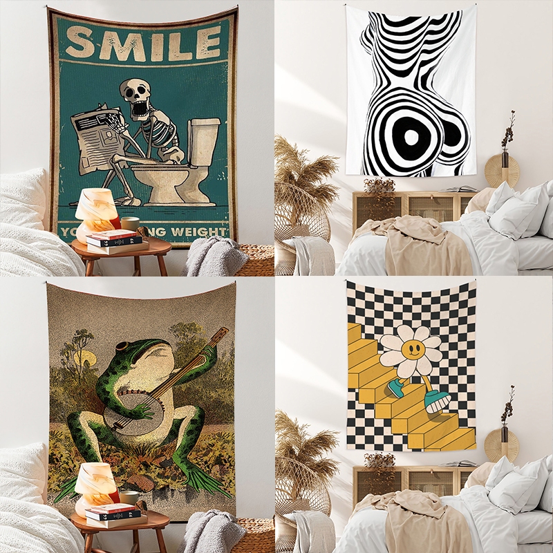 Novelty Funny Dreamy Skull Tapestry for Room Bedroom Rental House ...